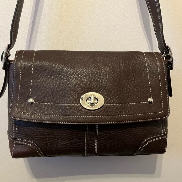 Coach | Bags | Coach Hamilton Brown Pebbled Leather Shouldercrossbody ...